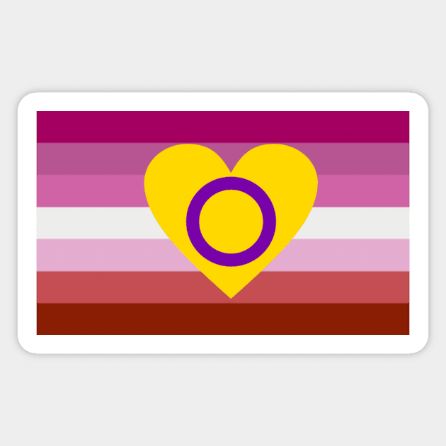 Lesbian Pride Flag with Intersex Heart - Gay - Sticker | TeePublic